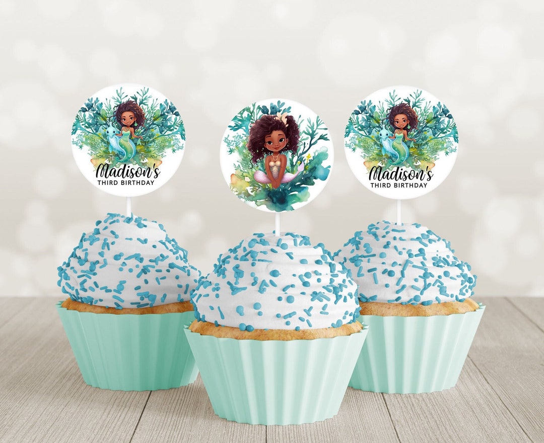 Editable Cupcake Toppers Mermaid Birthday Party Printable - Etsy