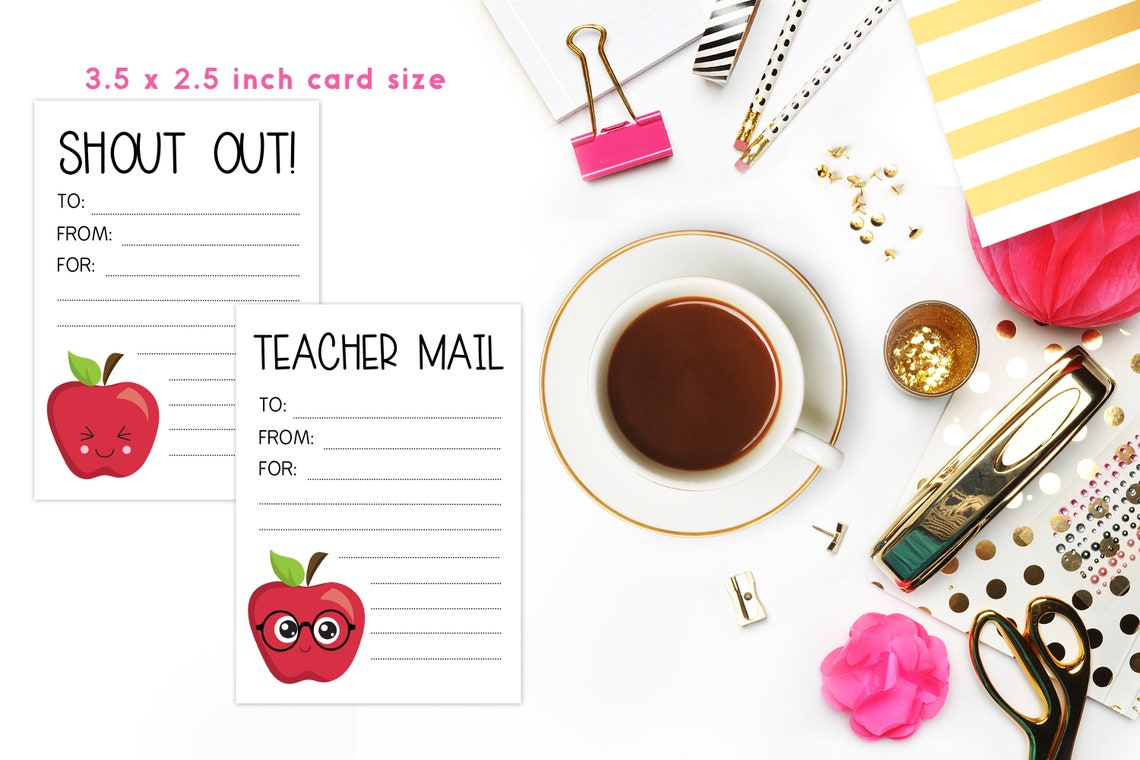 Printable Notes From Teacher Cute Apple Reward Cards Apple | Etsy