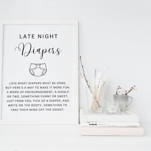 Late Night Diapers Baby Shower Activity Sign, Minimal Table Sign Decor ...