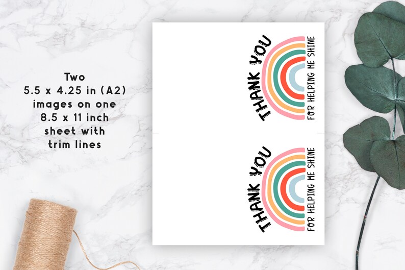 Printable Rainbow Teacher Appreciation Card Thank You for | Etsy