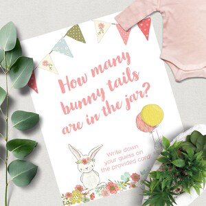 Printable Bunny Tails Baby Shower Game, Cute Cotton Tails Shower ...