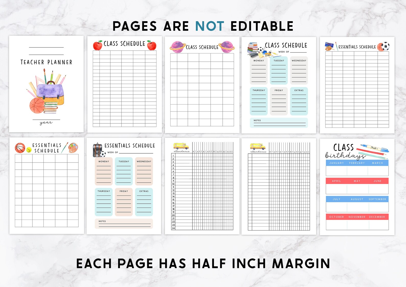 Printable Teacher Planner School Theme Ultimate Teacher - Etsy