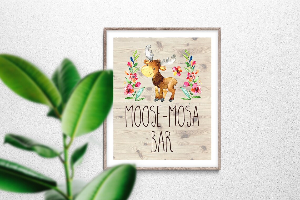 Mimosa Bar Sign Moose Baby Shower Decor Moose-mosa Bar Baby | Etsy