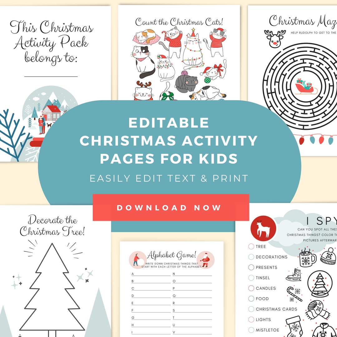 Christmas Activity Sheets, Editable Christmas Worksheet Bundle ...
