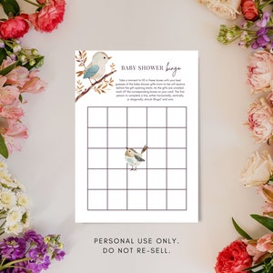 Baby Bingo Game, Editable Woodland Birds Game Template, Gender Neutral ...