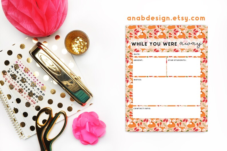 Printable Substitute Teacher Note While You Were Away Note - Etsy