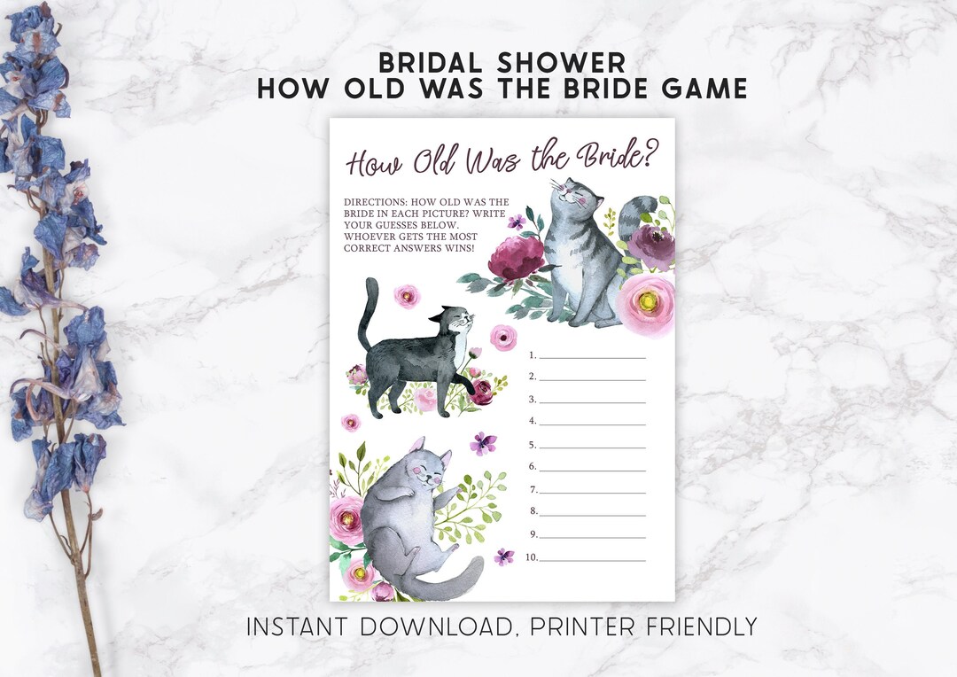 How Old Was the Bride Game Printable Bridal Shower Game Card - Etsy