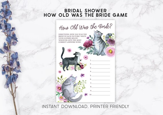How Old Was the Bride Game Printable Bridal Shower Game Card | Etsy