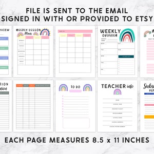 Printable Teacher Planner Rainbow Theme, Ultimate Teacher Binder, Back ...
