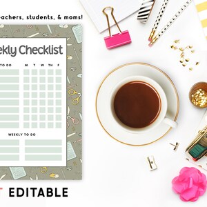 Printable Weekly Checklist for Teachers Mom Weekly Planner | Etsy