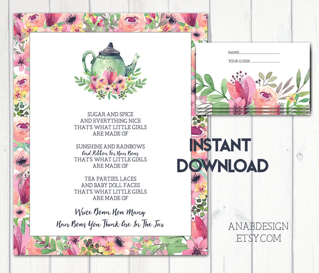 Guess How Many Bows Baby Shower Game Baby Shower Girl How - Etsy