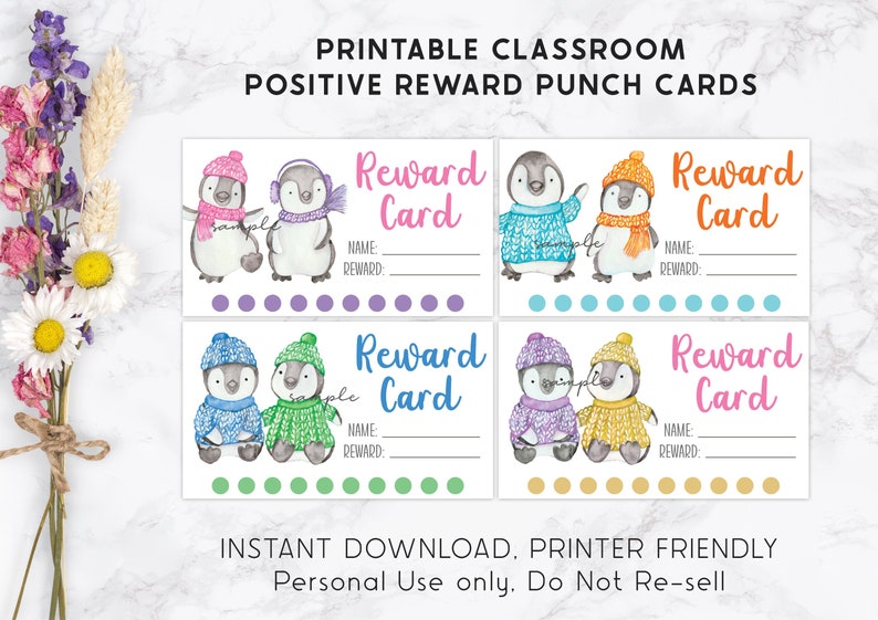 Printable Classroom Reward Cards Classroom Management Winter - Etsy