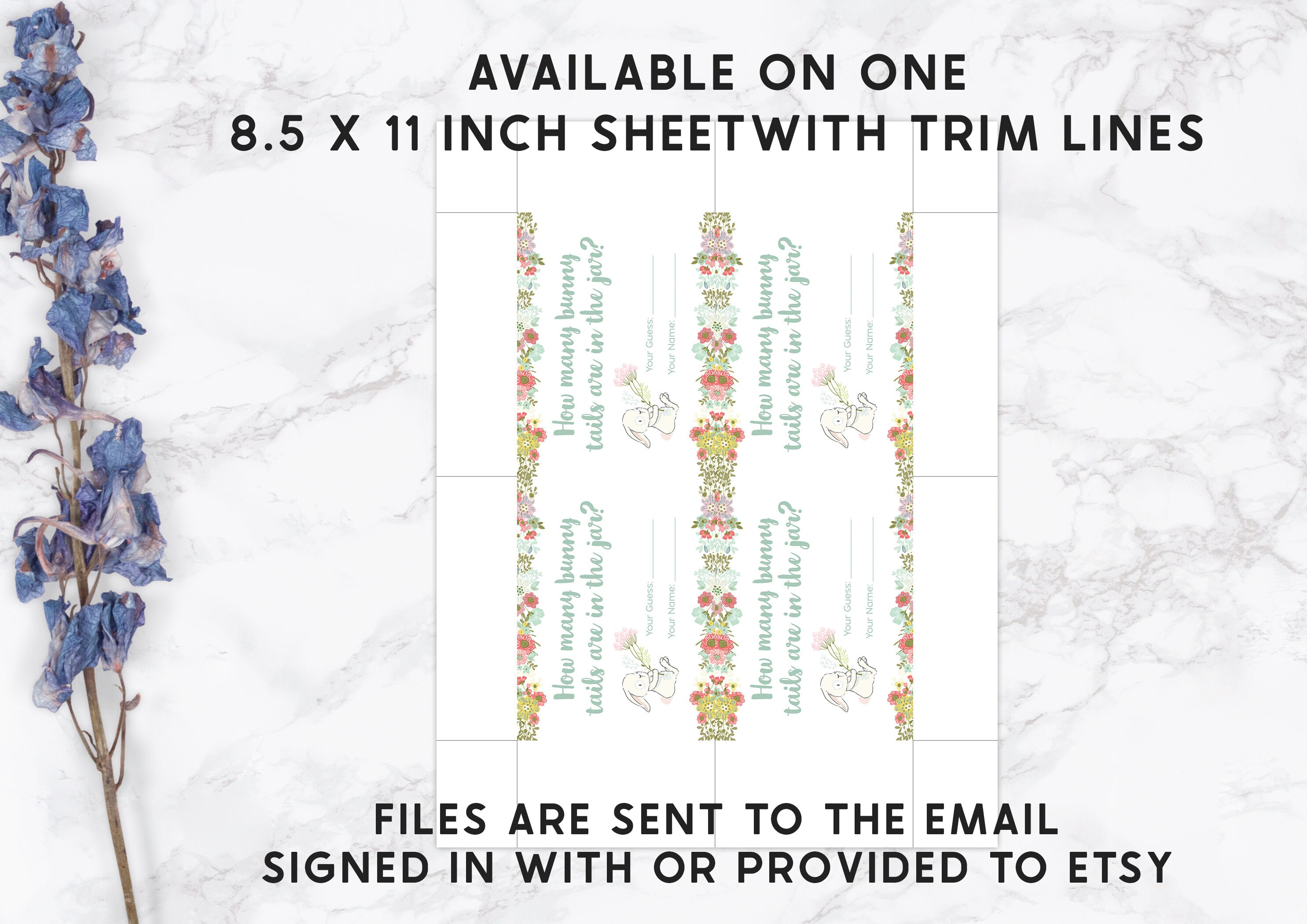 Printable Bunny Baby Shower Game, How Many Bunny Tails Are in the Jar ...