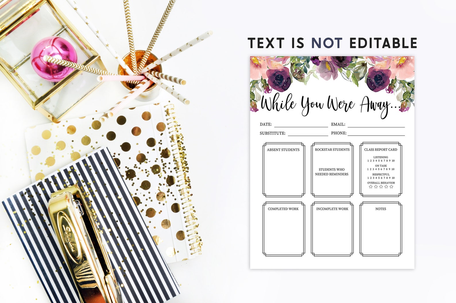 Printable Substitute Teacher Note While You Were Away Back - Etsy