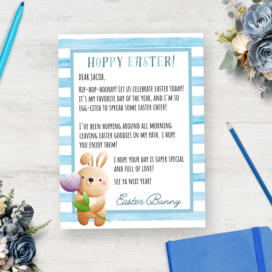 Printable Easter Bunny Letter, Editable Blue Letter From Easter Bunny ...