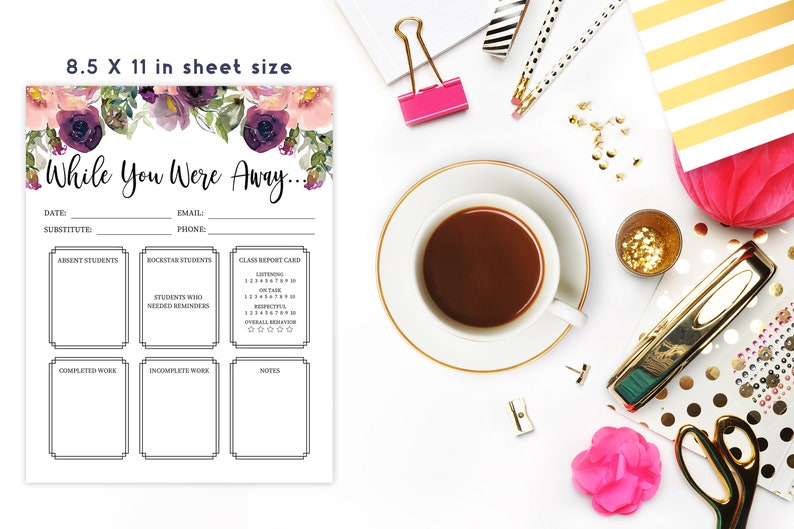 Printable Substitute Teacher Note While You Were Away Back | Etsy