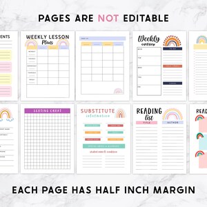 Printable Teacher Planner Rainbow Theme, Ultimate Teacher Binder, Back ...
