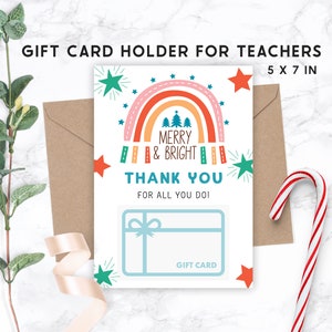 Printable Christmas Gift Card Holder, Teacher Gift Card Holder, Teacher ...