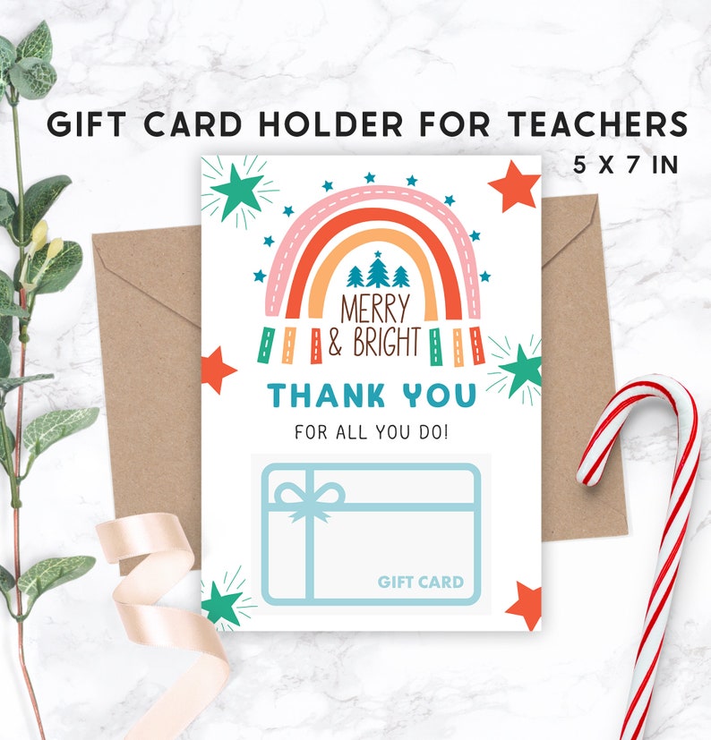 Printable Christmas Gift Card Holder, Teacher Gift Card Holder, Teacher ...