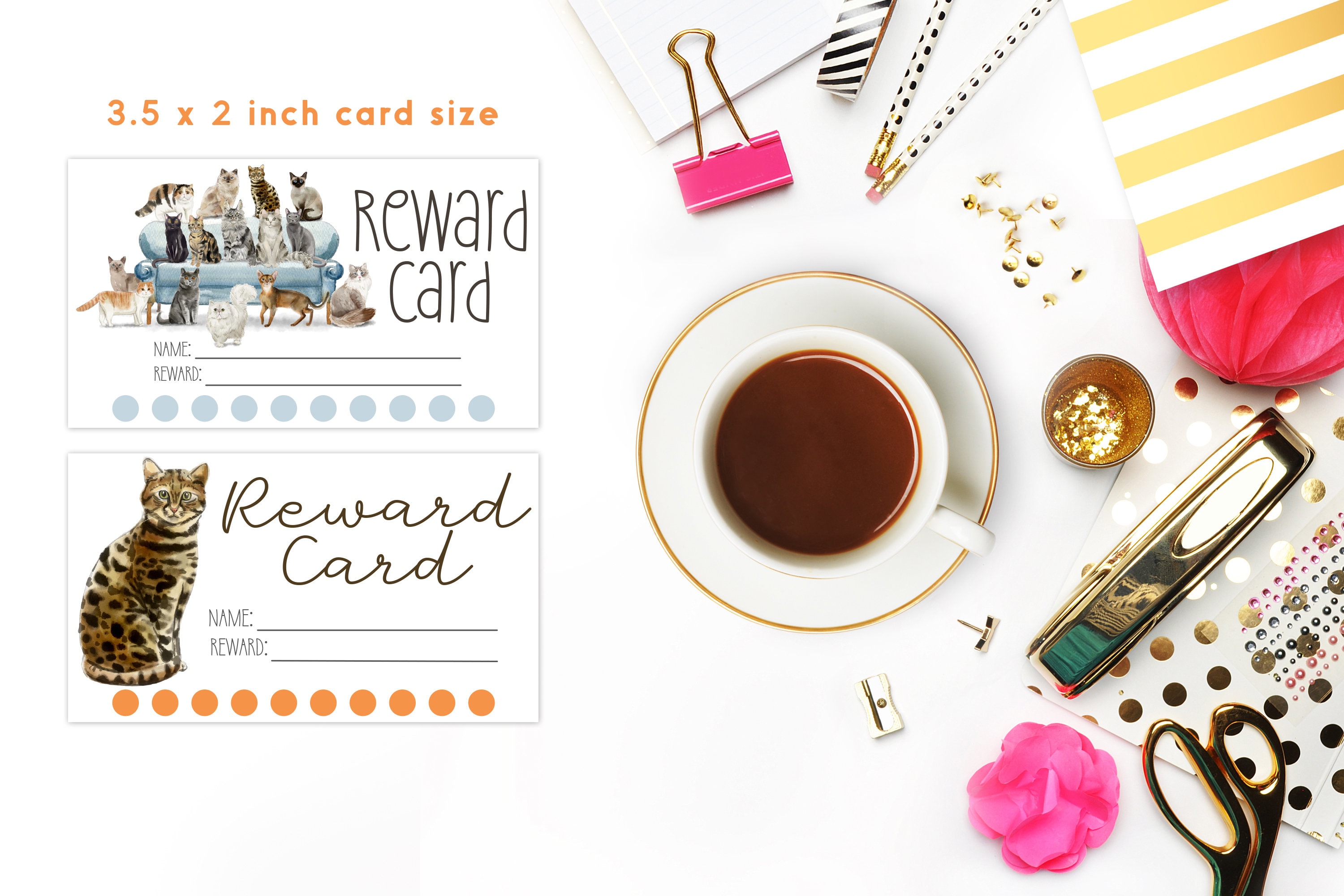Printable Classroom Reward Punch Cards Set of 2 Cat Theme - Etsy