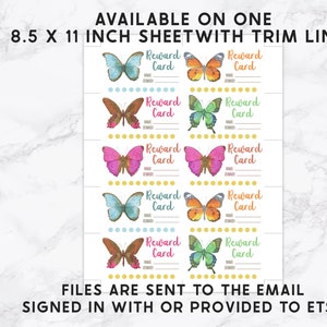 Printable Butterfly Theme Classroom Reward Punch Cards, Set of 5 ...