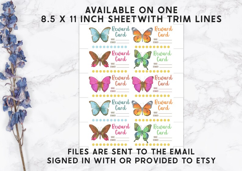 Printable Butterfly Theme Classroom Reward Punch Cards Set of | Etsy
