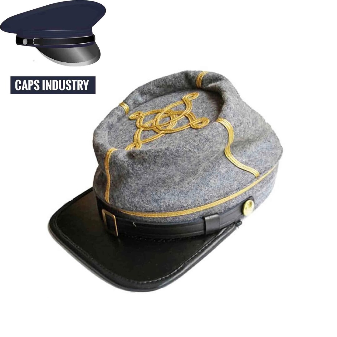 Civil War Confederate All Grey Captain's Kepi Row of Gold Braid 1234 ...