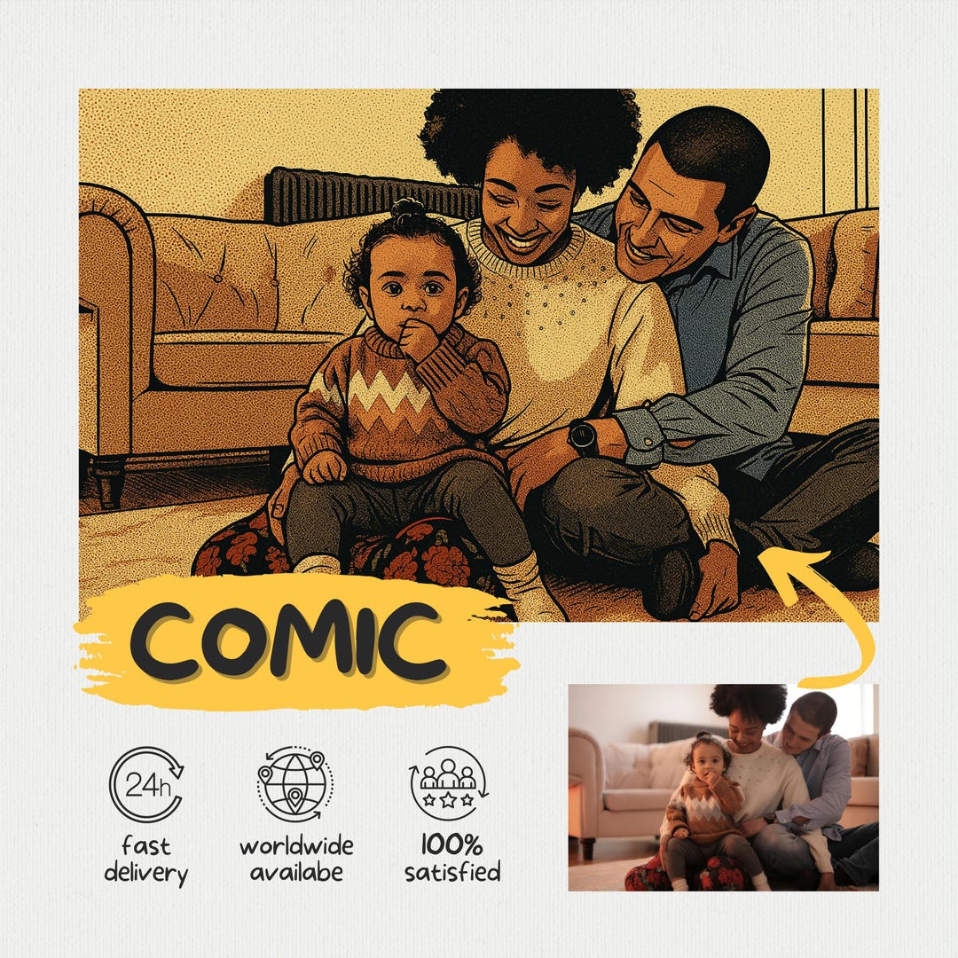 Comic Portrait From Photo | Custom Comic Family Portrait | Personalized ...