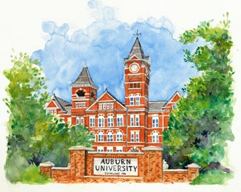 Samford Hall Watercolor Print Officially Licensed by Auburn | Etsy
