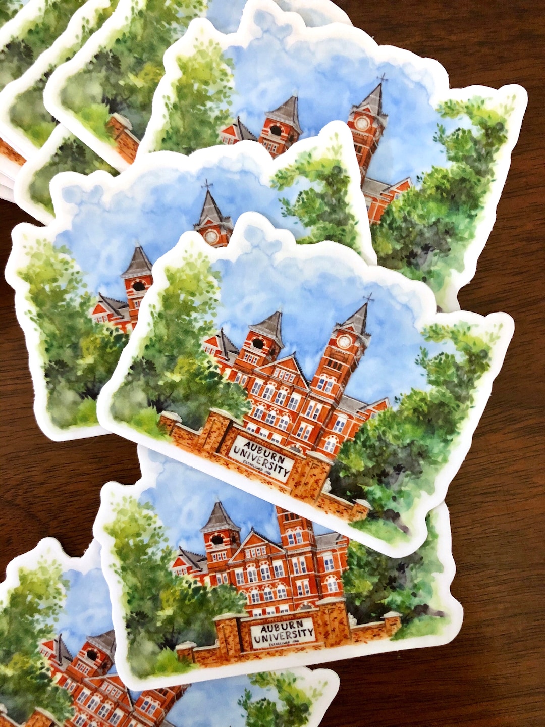 Samford Hall Watercolor Stickers - Etsy