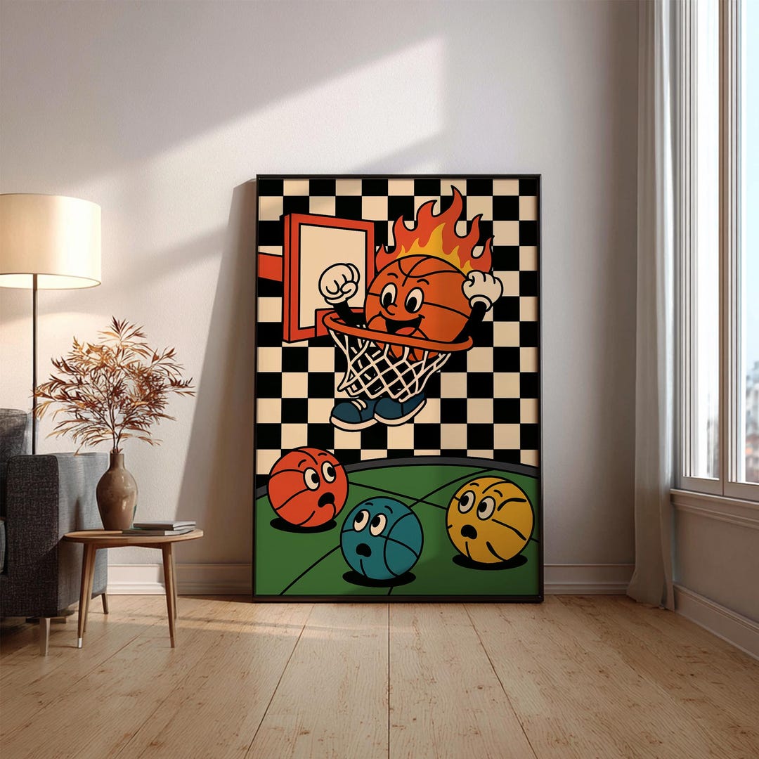Retro Basketball Dunk Poster: 90s Comic Style Sports Art (digital ...