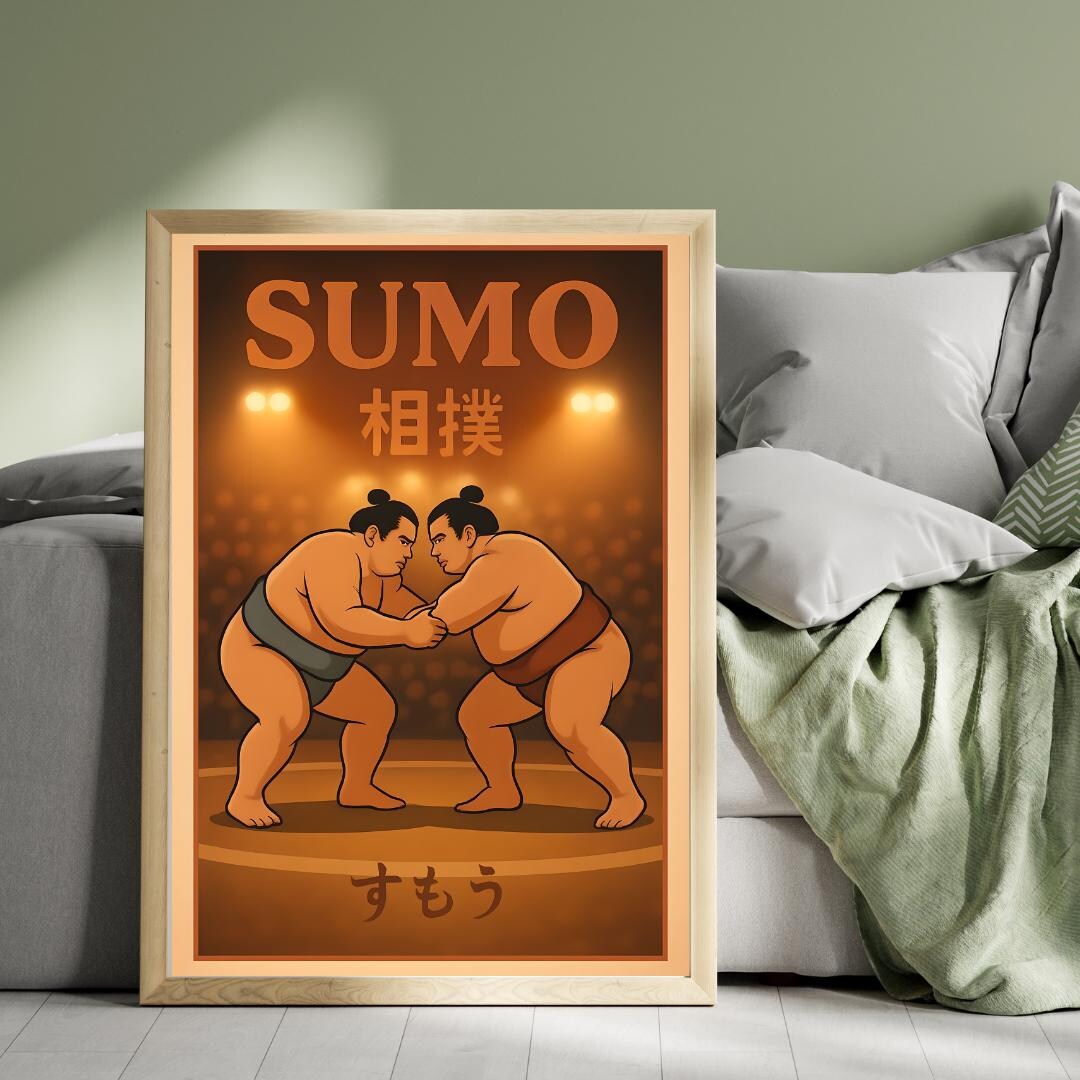 Japanese Sumo Poster, Digital Printable, Sport Poster, Japan, Retro, A1 ...