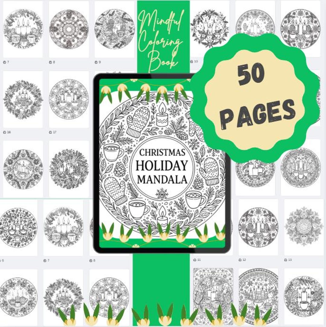 Christmas Holiday Mandala Coloring Book PDF | Mindful Christmas ...