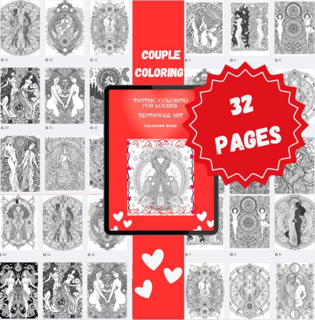 Couple Coloring Book PDF – Zentangle Art | Pages for Lovers | Emotional ...