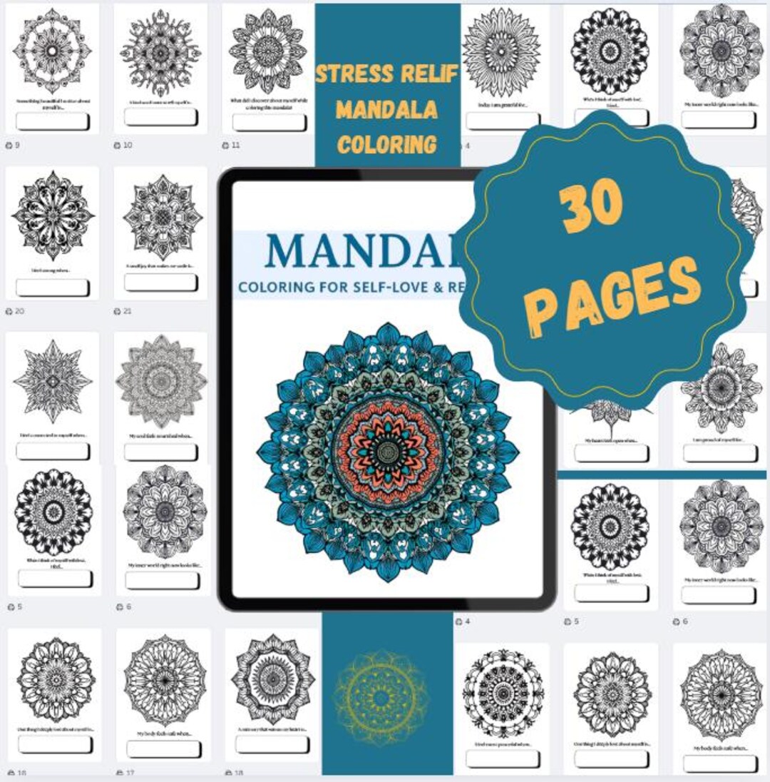 Self-connection and Stress Relief Mandala Coloring Book PDF — Mindful ...