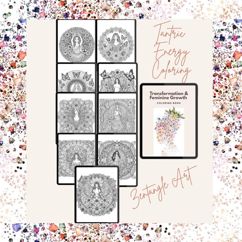 Feminine Transformation Coloring Book PDF | Women Silhouettes, Floral ...