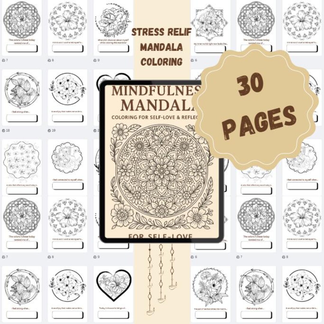 Mandala Stress Relief Coloring Book PDF – Self-love, Reflection Pages ...
