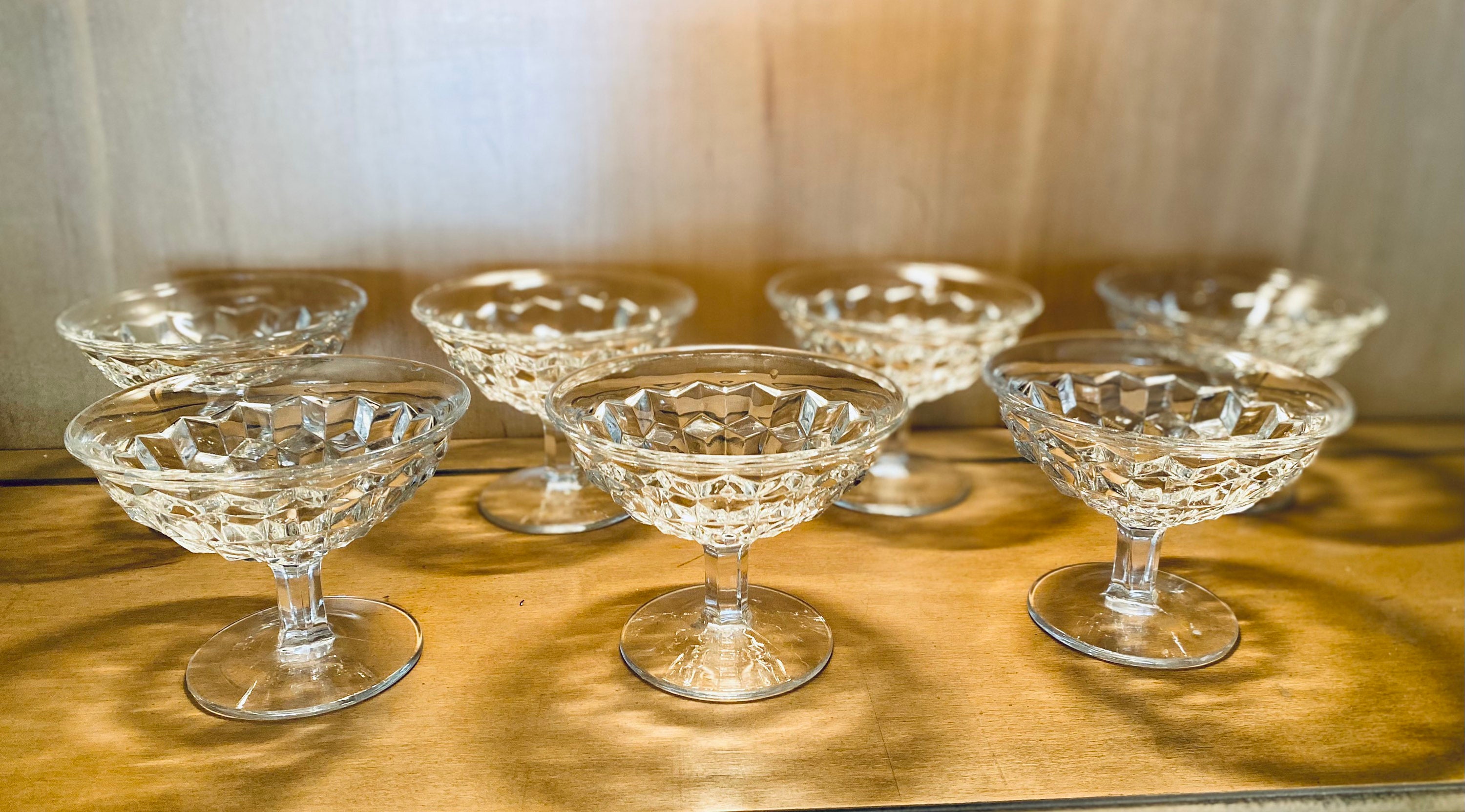 Short Waffle Patterned Crystal Coupes Set of 7 - Etsy UK