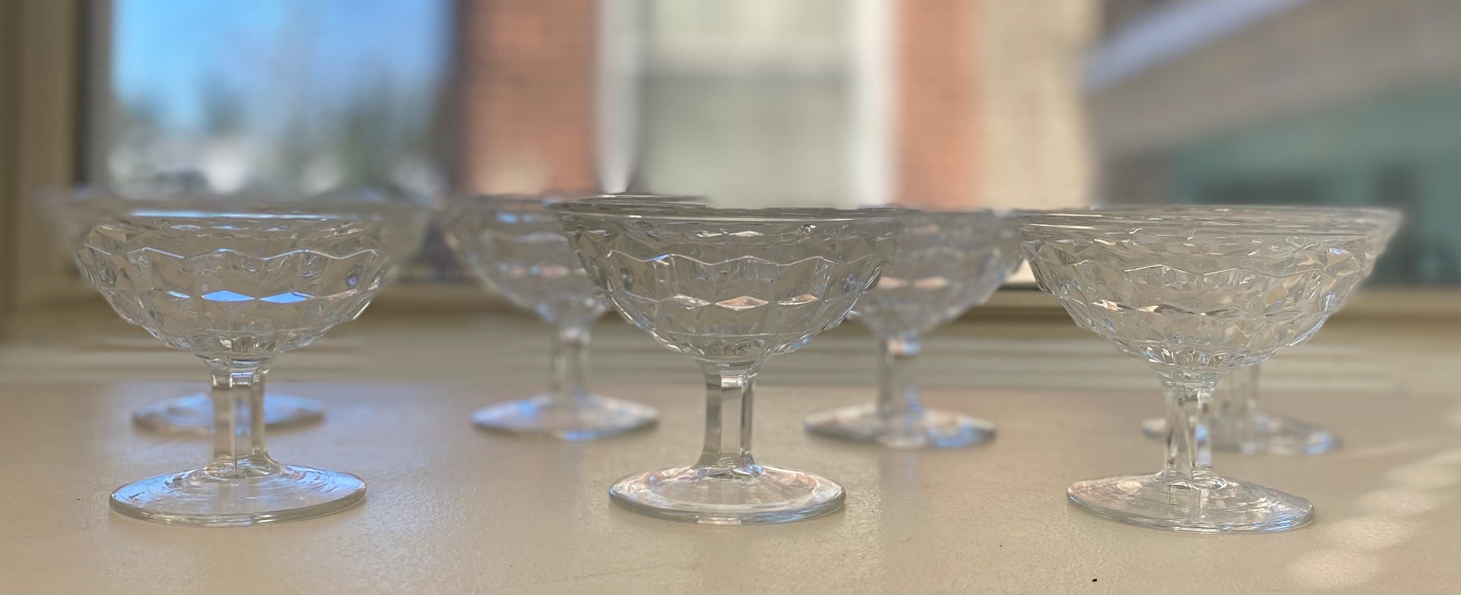 Short Waffle Patterned Crystal Coupes Set of 7 - Etsy UK