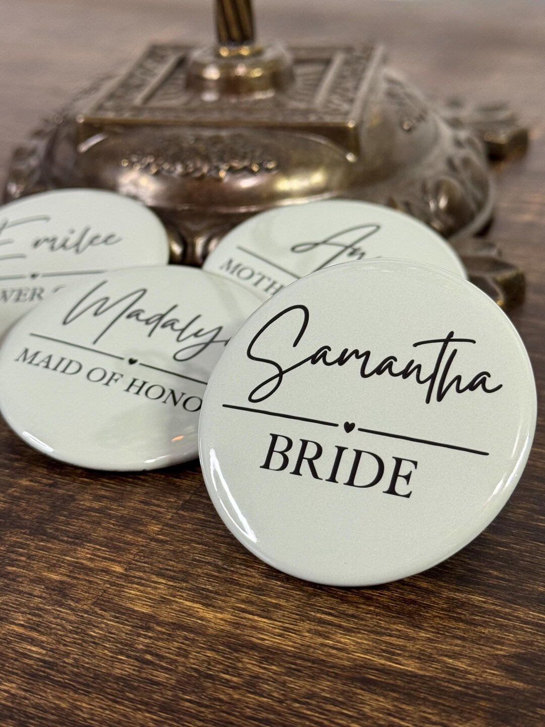 Bridal Party 2.25” Pinback Buttons – Personalized Wedding Party Pins ...