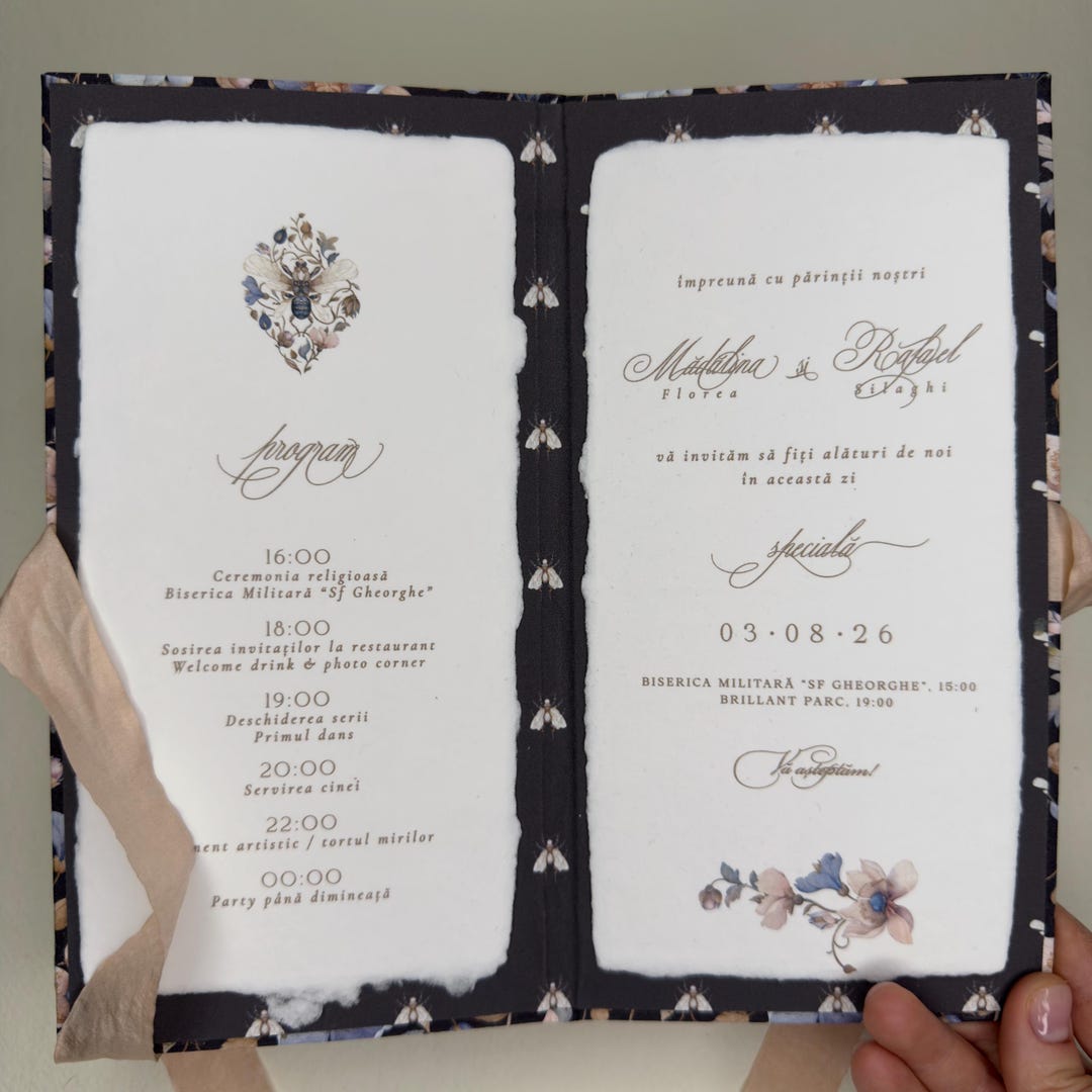 Luxury Wedding Invitation Booklet • Handmade Cotton Paper Program ...