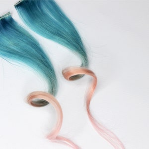 Blue Pink Hair Extension, Human Hair Extension -- Tide Pool - Etsy