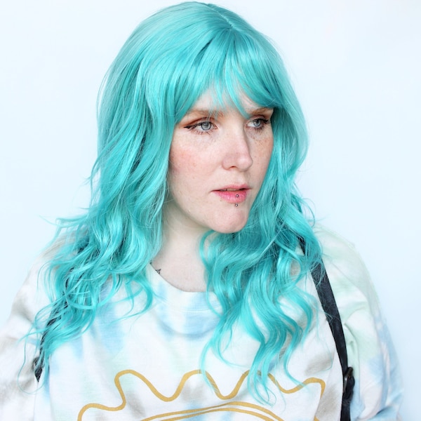 Teal Wig - Etsy