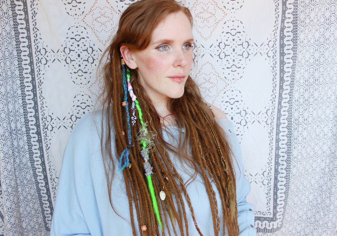 Dreadlock Hair Extension, Green Clip in Hair Wrap, Synthetic Boho ...