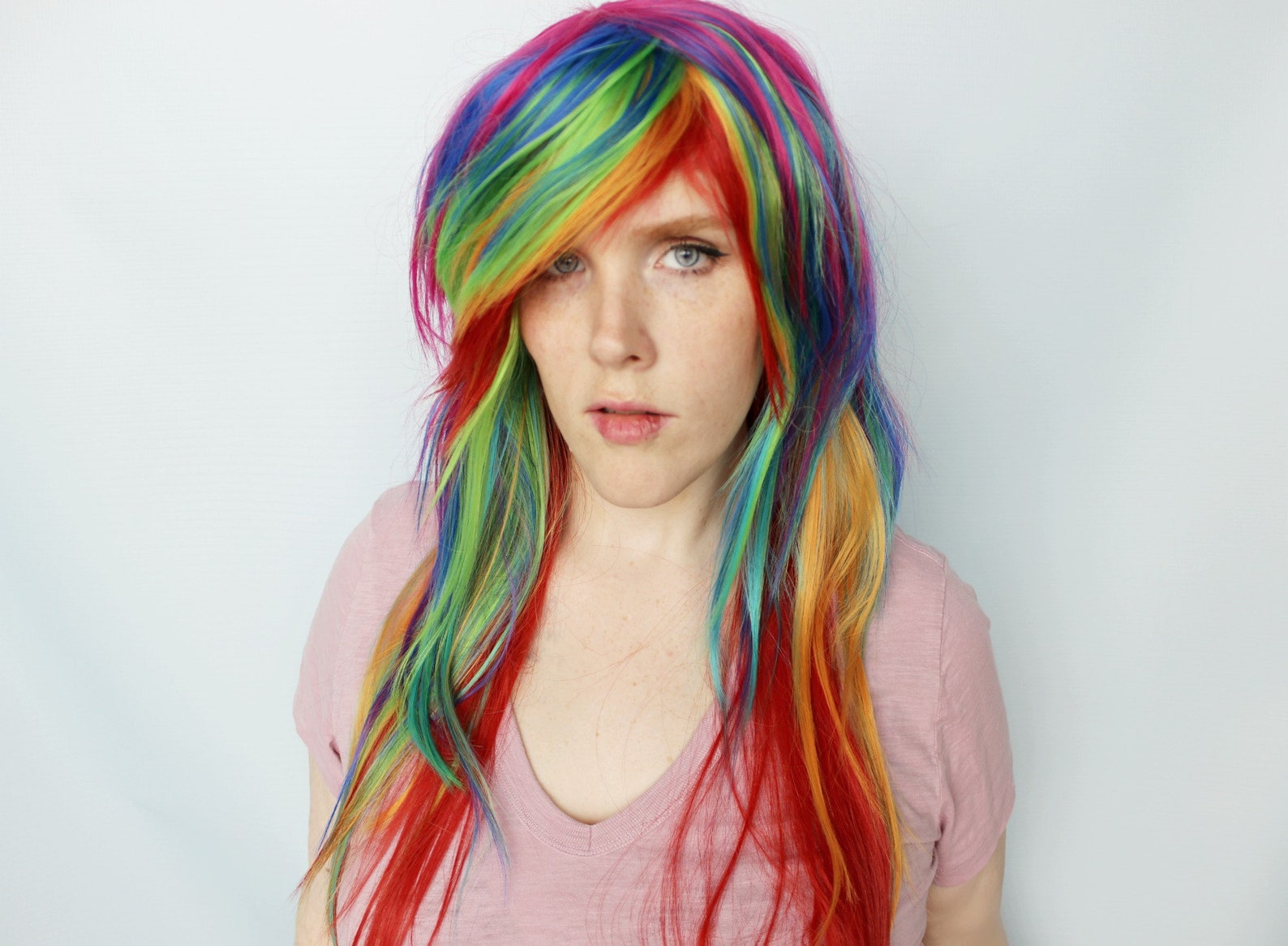 Rainbow Wig Long Multicolor Wig Straight Scene Wig Rainbow - Etsy