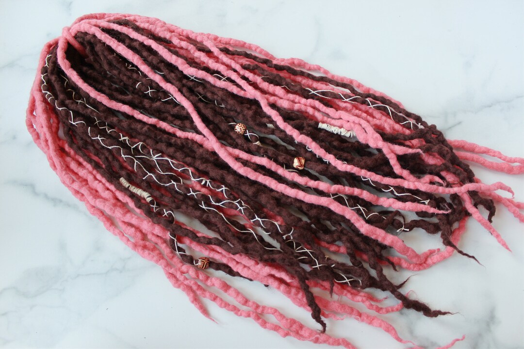 Reddish Brown Pink Wool Dreadlocks Short Medium Long Wavy Merino Fairy ...