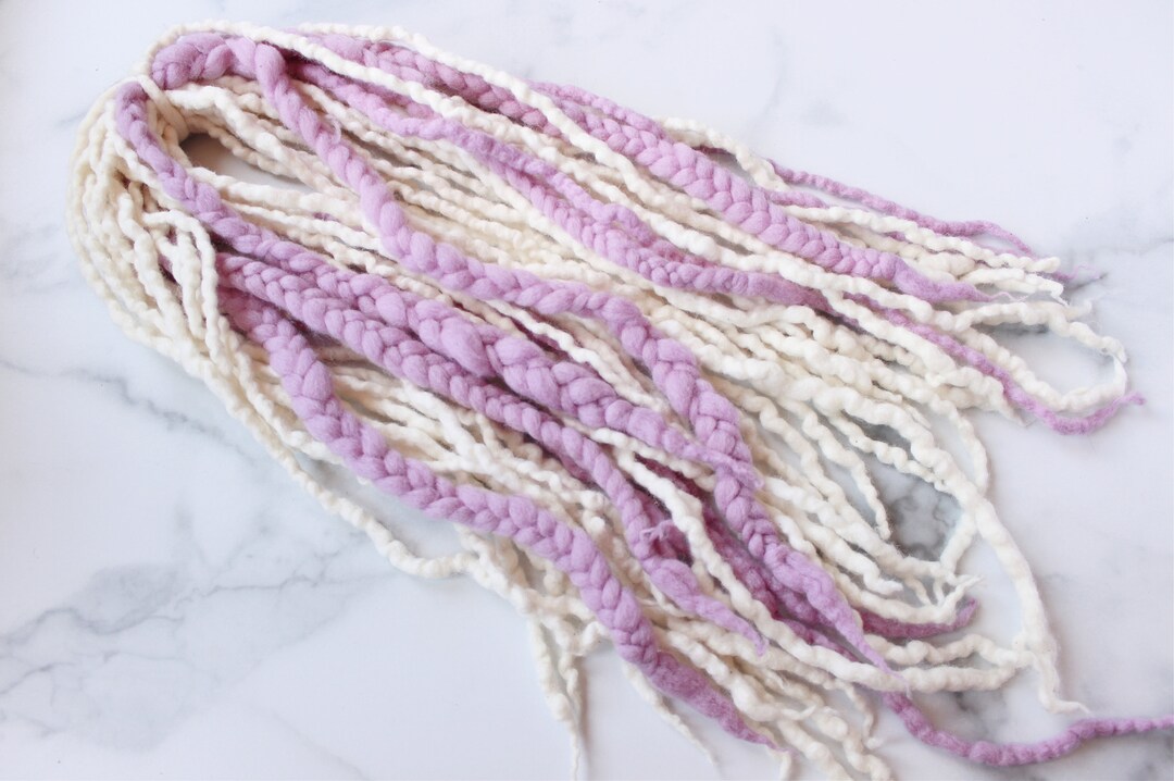 Purple White Wool Dreads · Braids Short Medium Long Wavy Merino Fairy ...