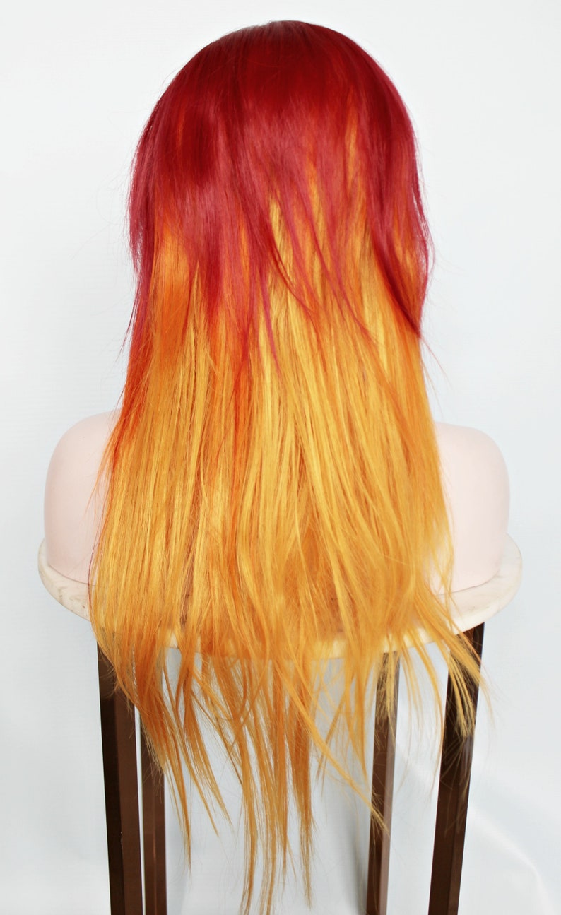 Red Scene Wig Scene Emo Wig Long Straight Red Wig Orange - Etsy