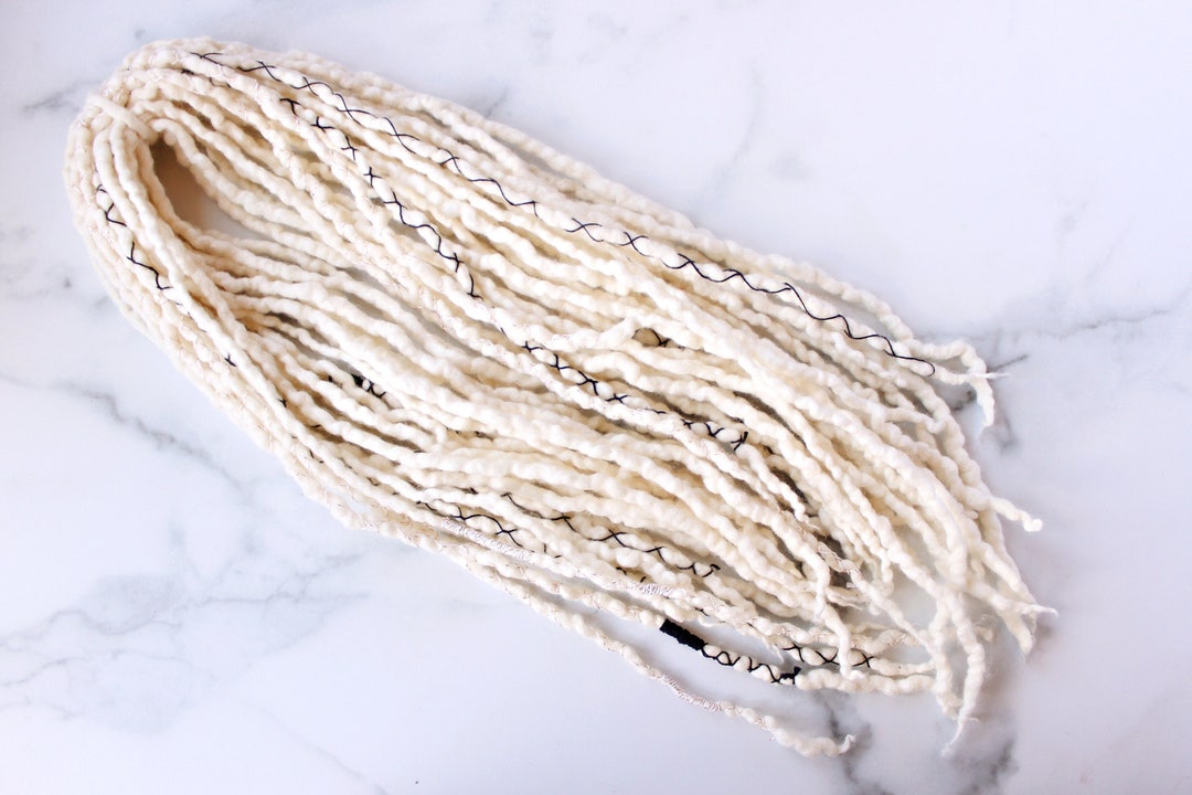 White Wool Dreadlocks · Long Wavy Merino 20" Fairy Elf Locs DE Double ...