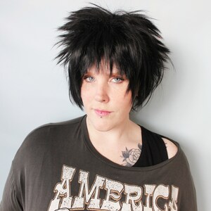 Short Black Wig · Emo Goth Unisex Hair Piece - Men's Women's Spiky ...